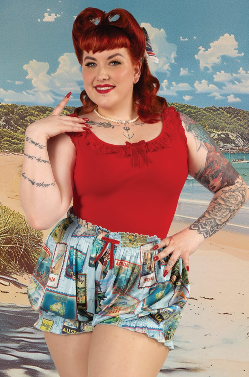 Buy Chic Red Ruffle Singlet - Wish You Were Here Collection - Kitten D ...